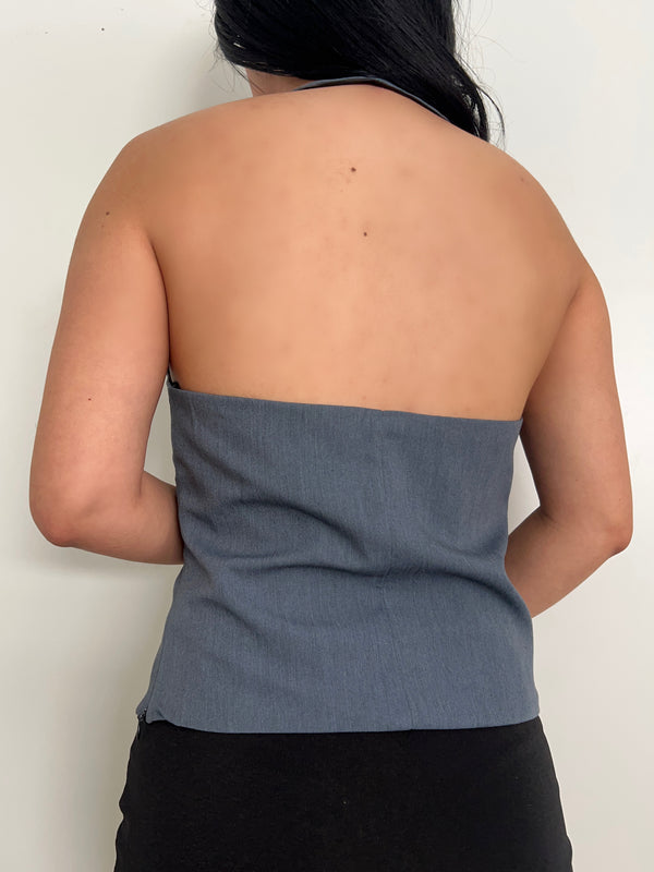 Savannah Halter Top (Grey) - Laura's Boutique, Inc
