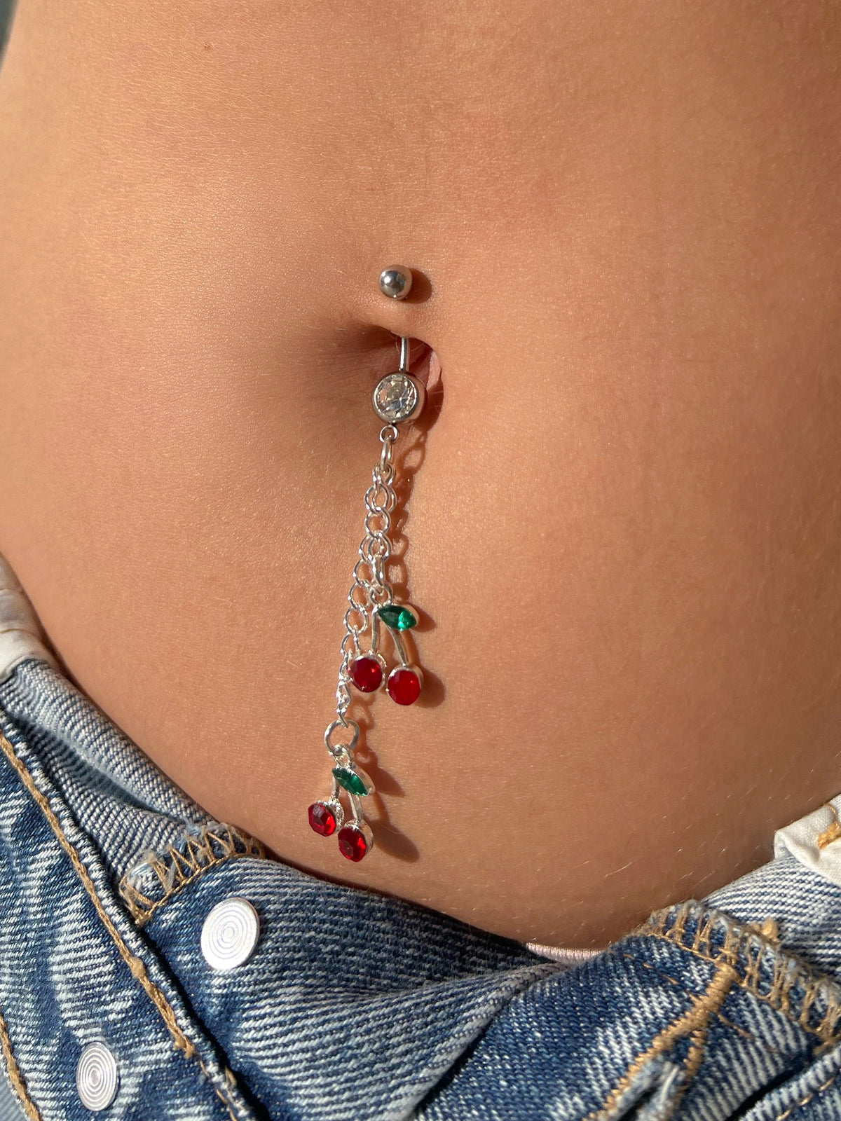 Fruit Belly Rings 2-Piece Cherry Belly Button Rings - Stainless Steel ...